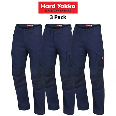 Mens Hard Yakka Legends Pants 3 PACK Work Tough Cargo Cordura Tough ...