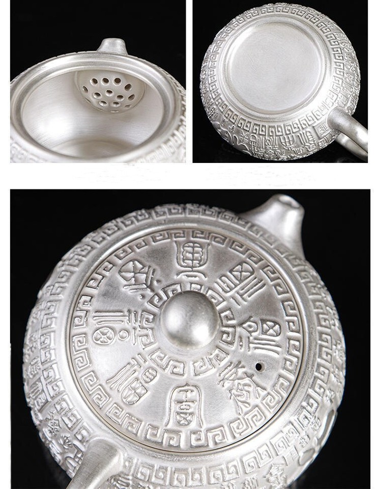 999 Pure Silver Tea Set Handmade Tea Pot Sterling Silver Tea Cup Dragon ...