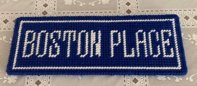 Handmade Needlepoint Street Sign Boston Terrier Place Dog Lover Gift ...