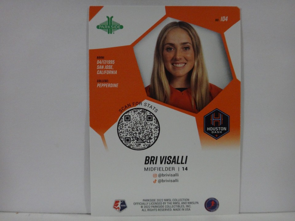 Bri Visalli 2022 Houston Dash #104 Parkside NWSL Card | eBay