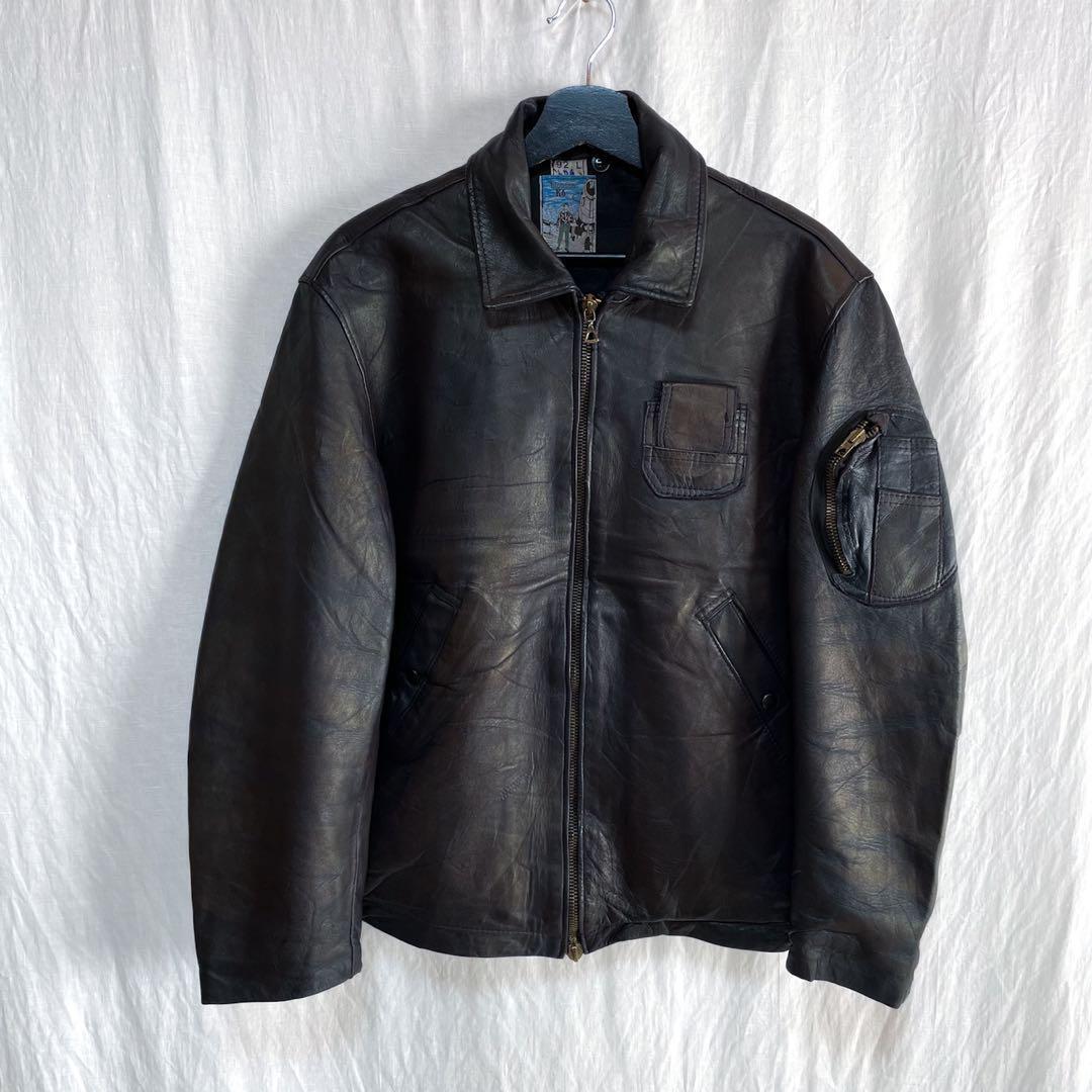 French Army Military Jacket Pilot Leather Flight 92L … - Gem