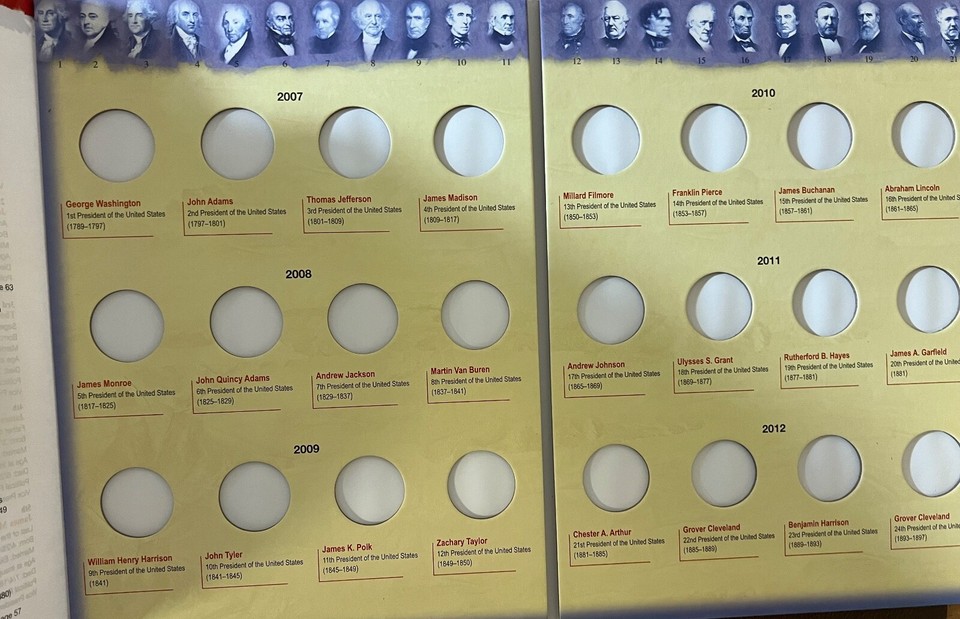 Presidential Dollars - Official Whitman Coin Collectors Folder 44 Holes ...