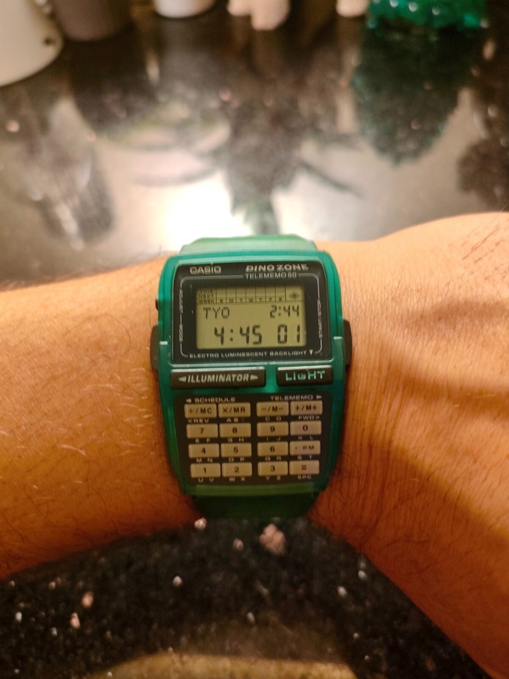 1995 Vintage Casio Dino Zone ILLUMINATOR Databank Telememo 50 Green ...