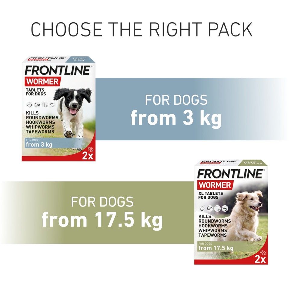 FRONTLINE Cat Dog Wormer Multi Worming Tablet Over 1KG x 2 Tablets ...