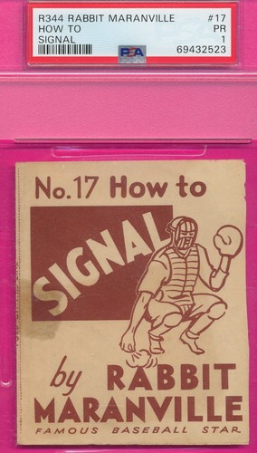 R344 RABBIT MARANVILLE HOF #17 SIGNAL VINTAGE 1936 GRADED PSA 1 POOR ...