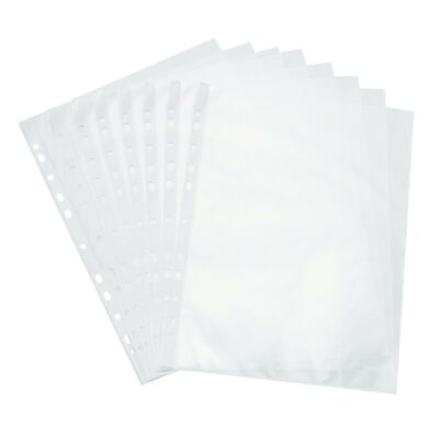 Punched Pockets A4 Clear Plastic Filing Wallets 11 Hole Protective ...