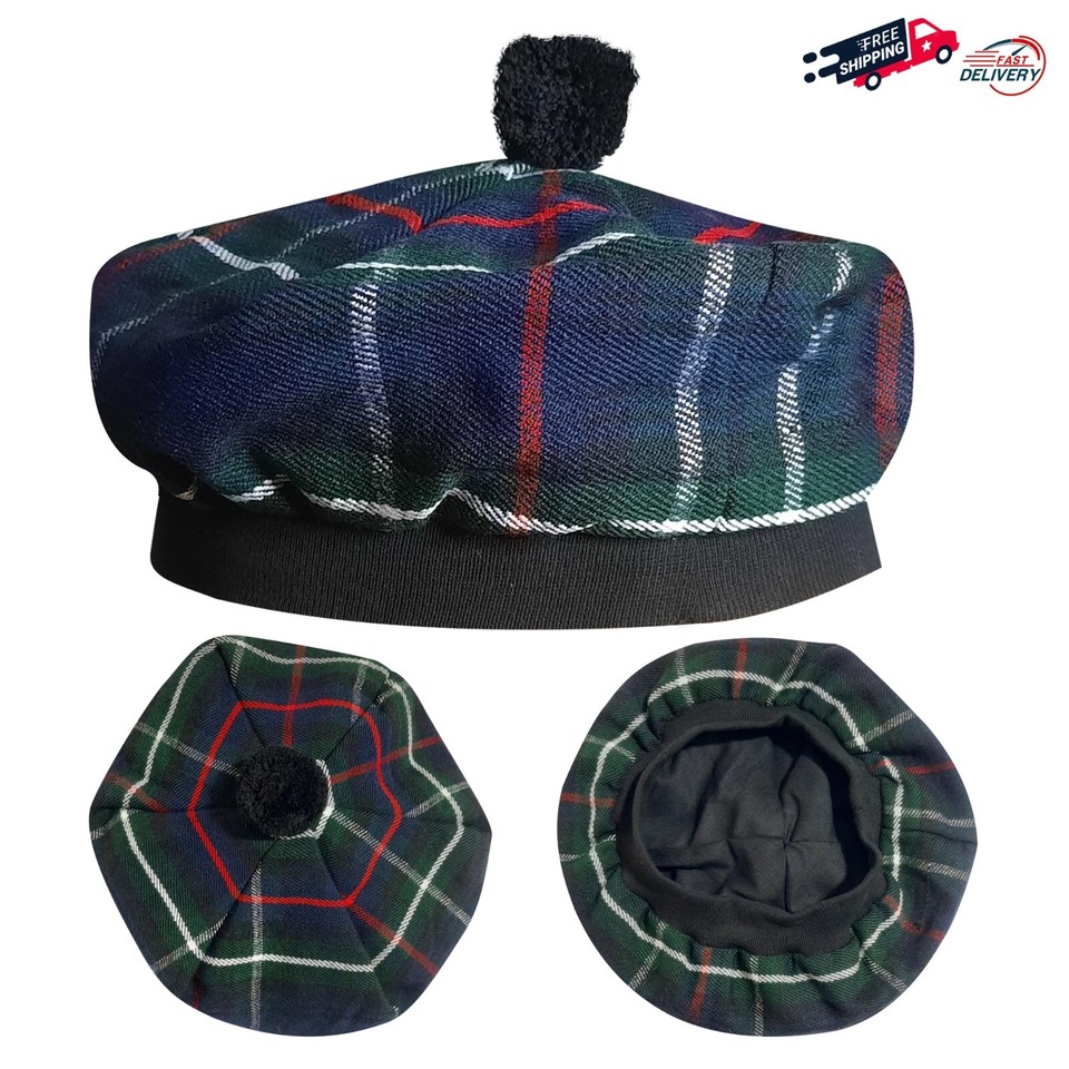 Men's & Women’s Scottish Tam O' Shanter Hat Tartan Highland Tammy Cap ...