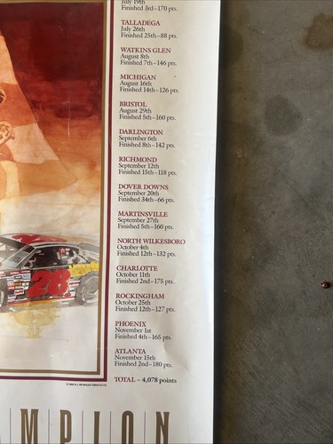1992 Winston cup Champion Poster Collectors Edition | eBay