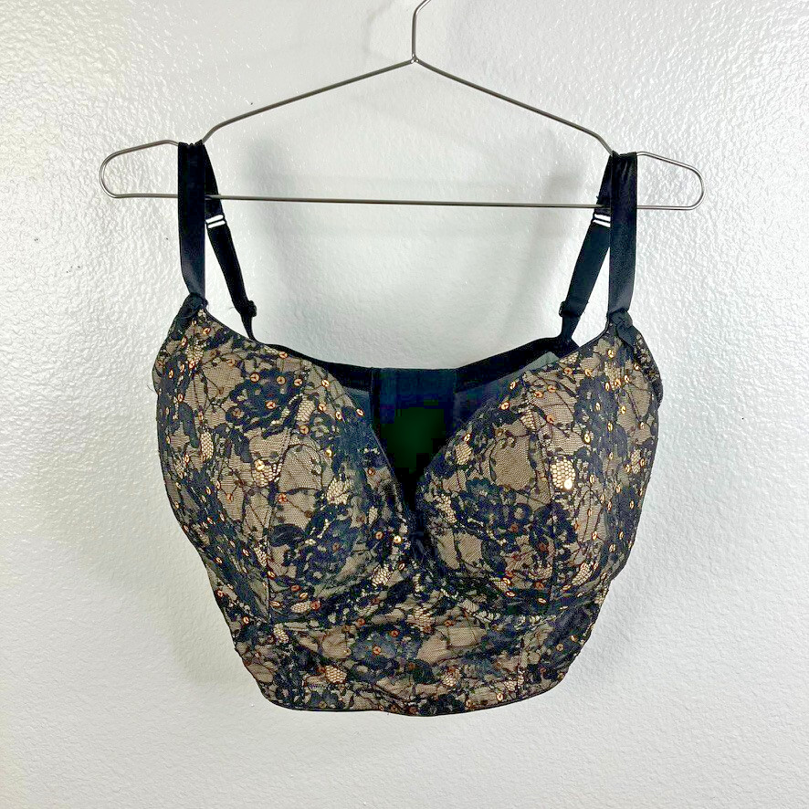 Cacique Lace Sequin Longline Balconette Bra Size 40H … - Gem