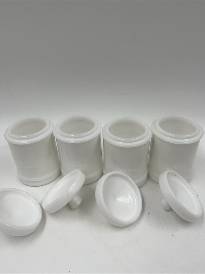 Set 4 Vintage Merck & Co Sharp & Dohme Milk Glass Apothecary Medicine ...
