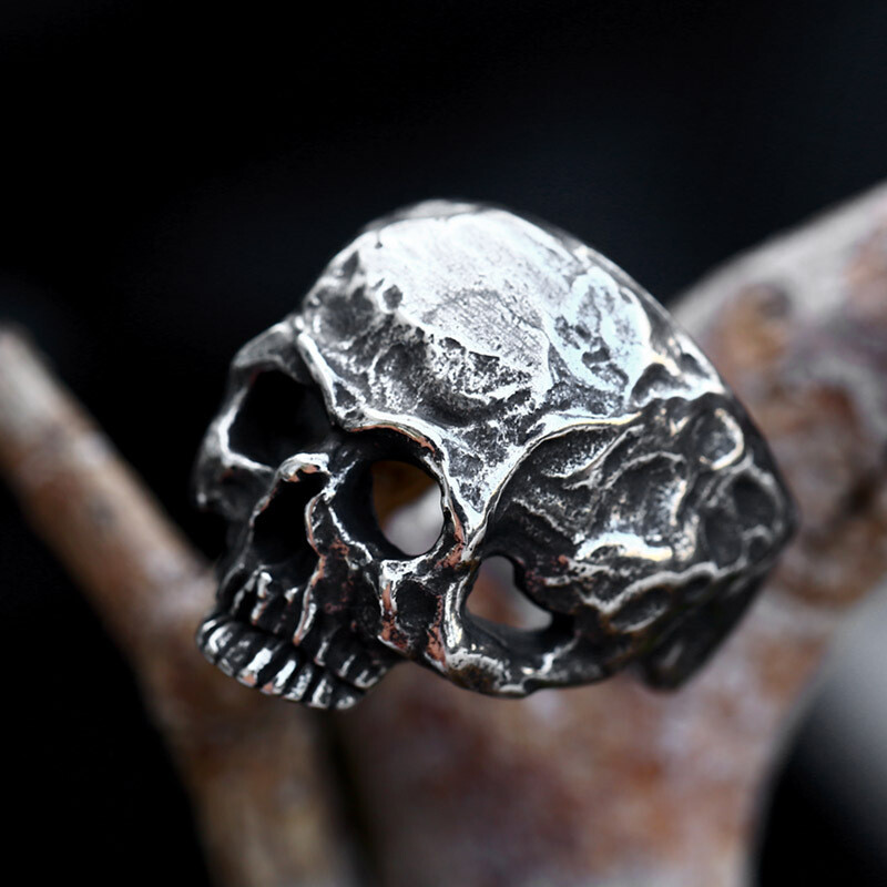 Men's Gothic Hollow Eye Skull Head Ring Stainless Steel Hiphop Biker ...