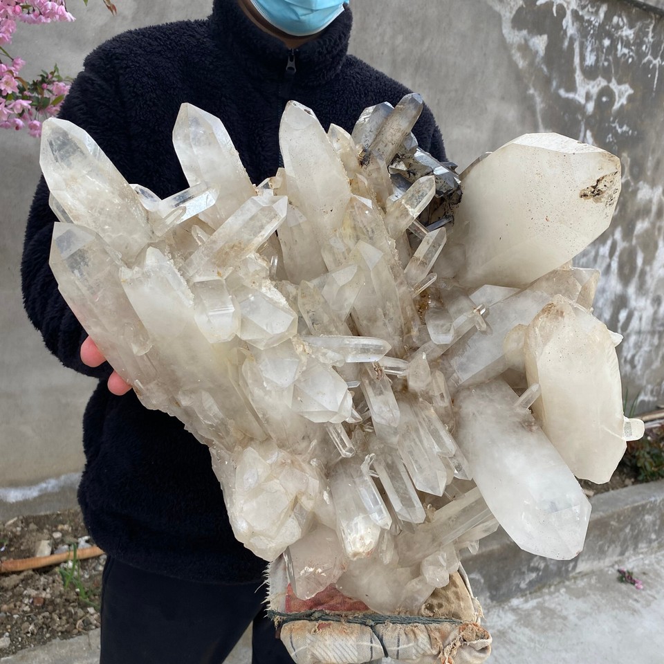 40lb Large Natural Clear White Quartz Crystal Cluster Rough Healing ...