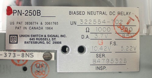 Ansaldo STS / Union Switch & Signal Inc. PN-250B Biased Neutral DC ...
