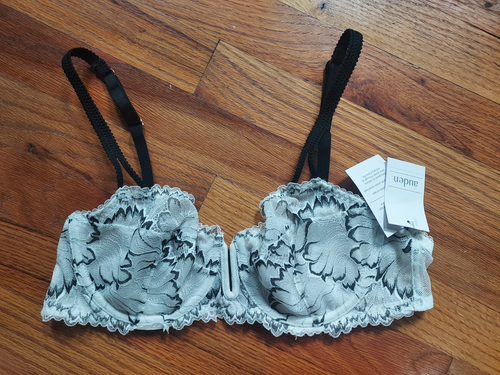 NWT Auden Unlined Balconette Black White Lace Underwire Bra Sz 36A | eBay