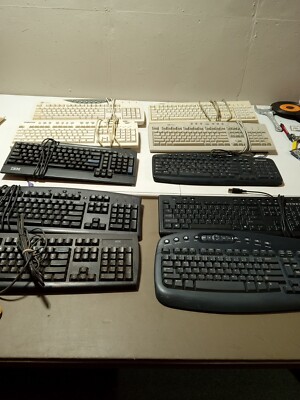 10 X Vintage Keyboards IBM, Gateway,Dell,Wyse, Hewlett Packard,Fellows ...