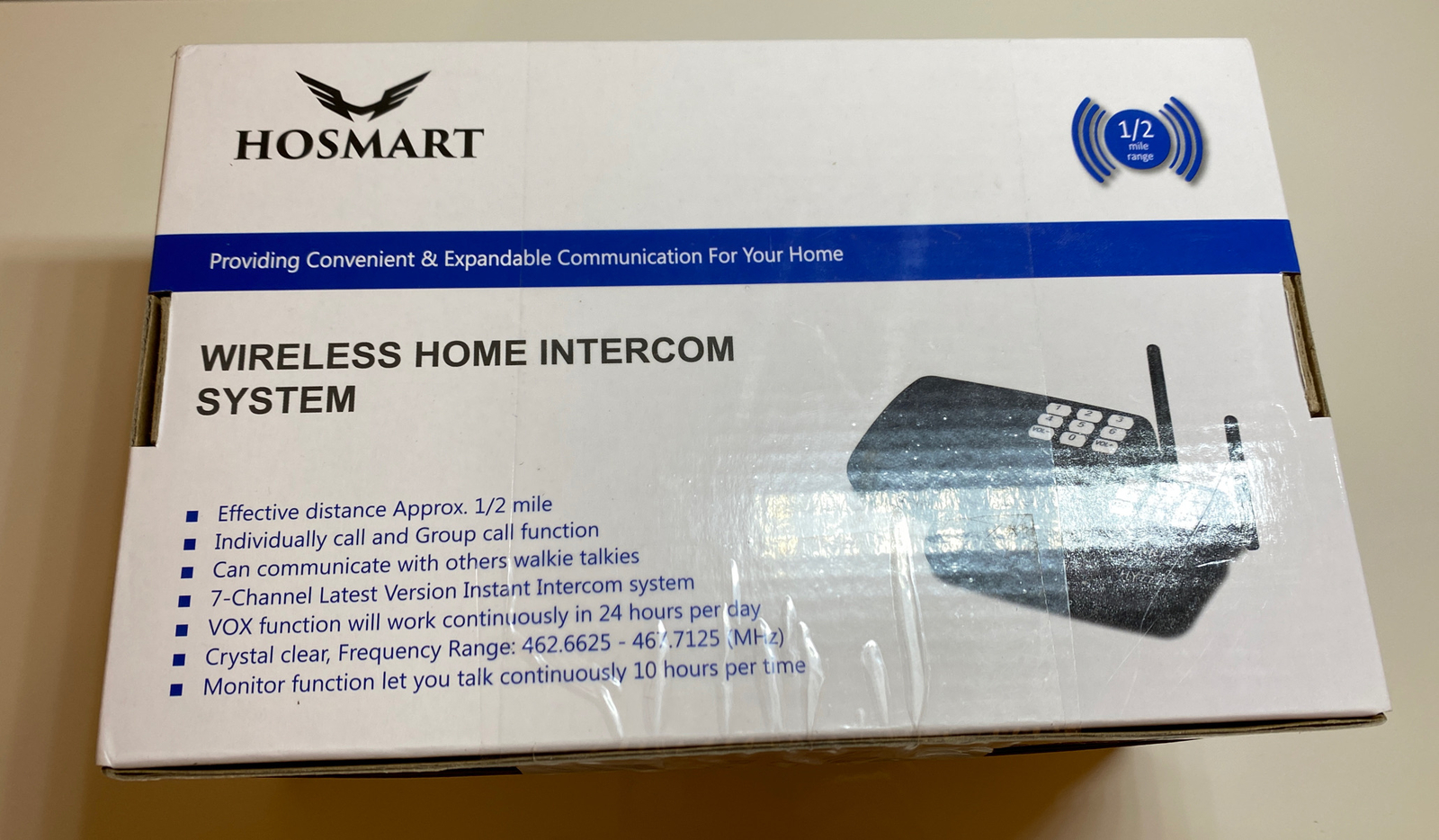 Hosmart Wireless Home Intercom System 1/2 Mile Range HY777 Two Units ...