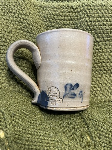 VTG 1988 WB ROWE Pottery Works Blue Salt Glazed Coffee Mug Warner ...