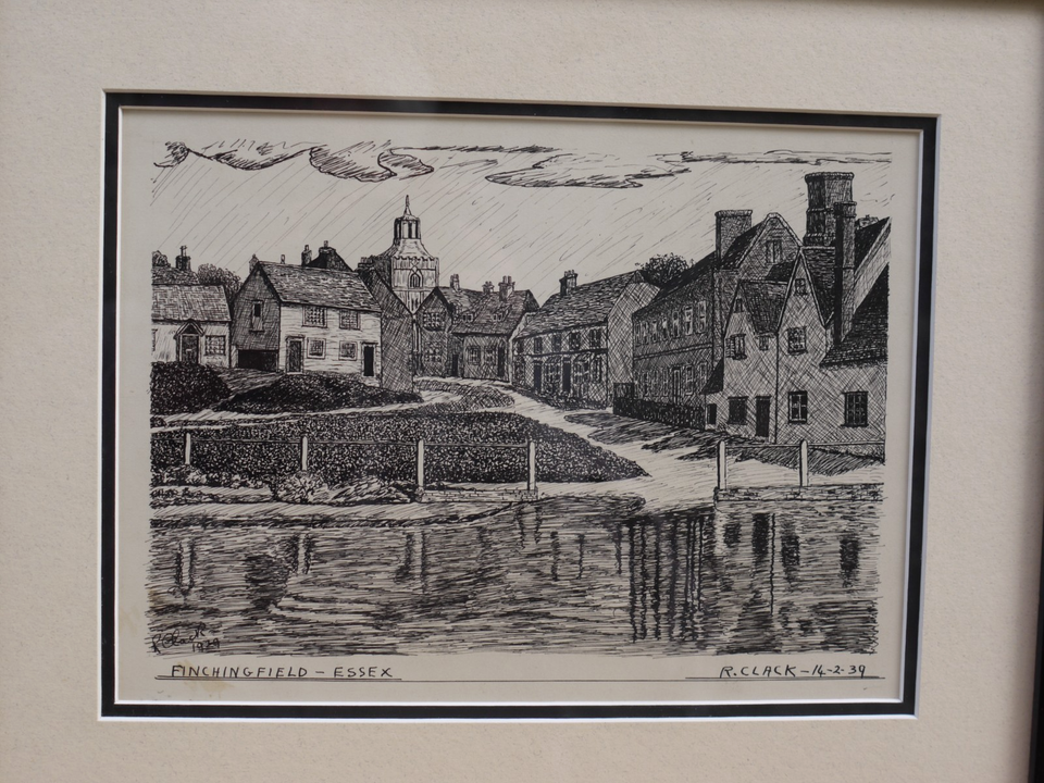 Original pen and ink drawing of Finchingfield Village Signed. Framed ...