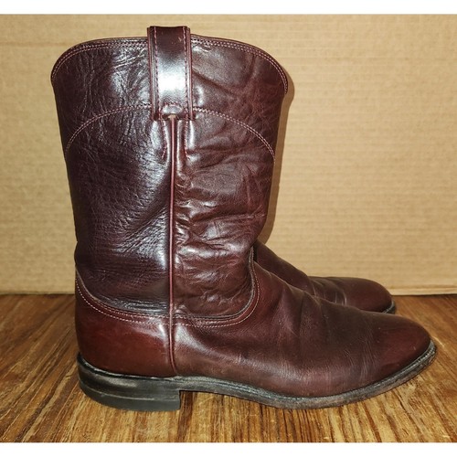 Justin Burgundy Men's Leather Roper Cowboy Boots Size 11 D Style 3514 ...
