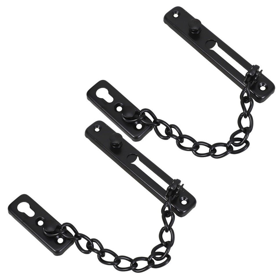 2pcs Security Door Chain - Black Interior Anti-Theft Stainless Steel ...