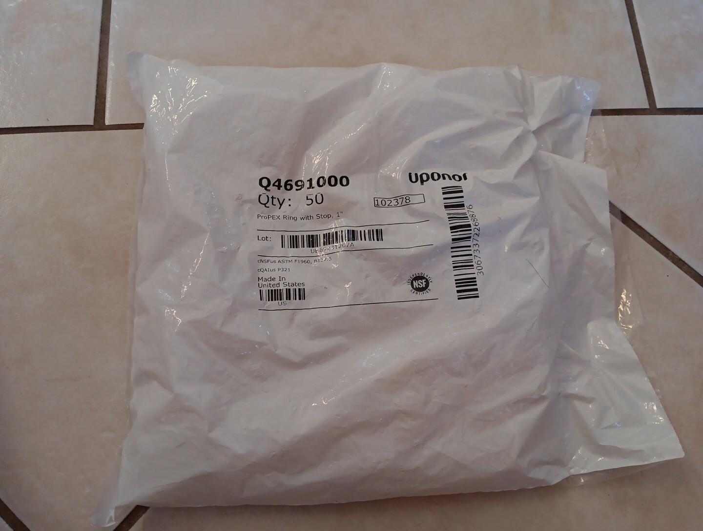 Uponor Q4691000 1" ProPEX Ring with Stop Qty 50 | eBay