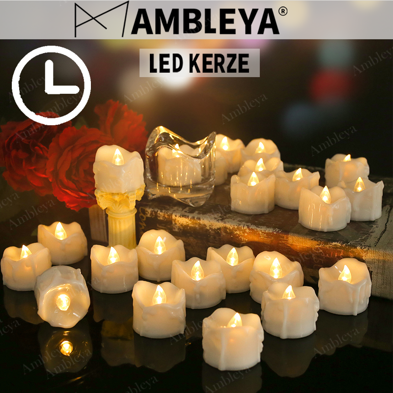 24x LED Teelichter mit Batterie Timer elektrische Teelichter LED Kerzen ...