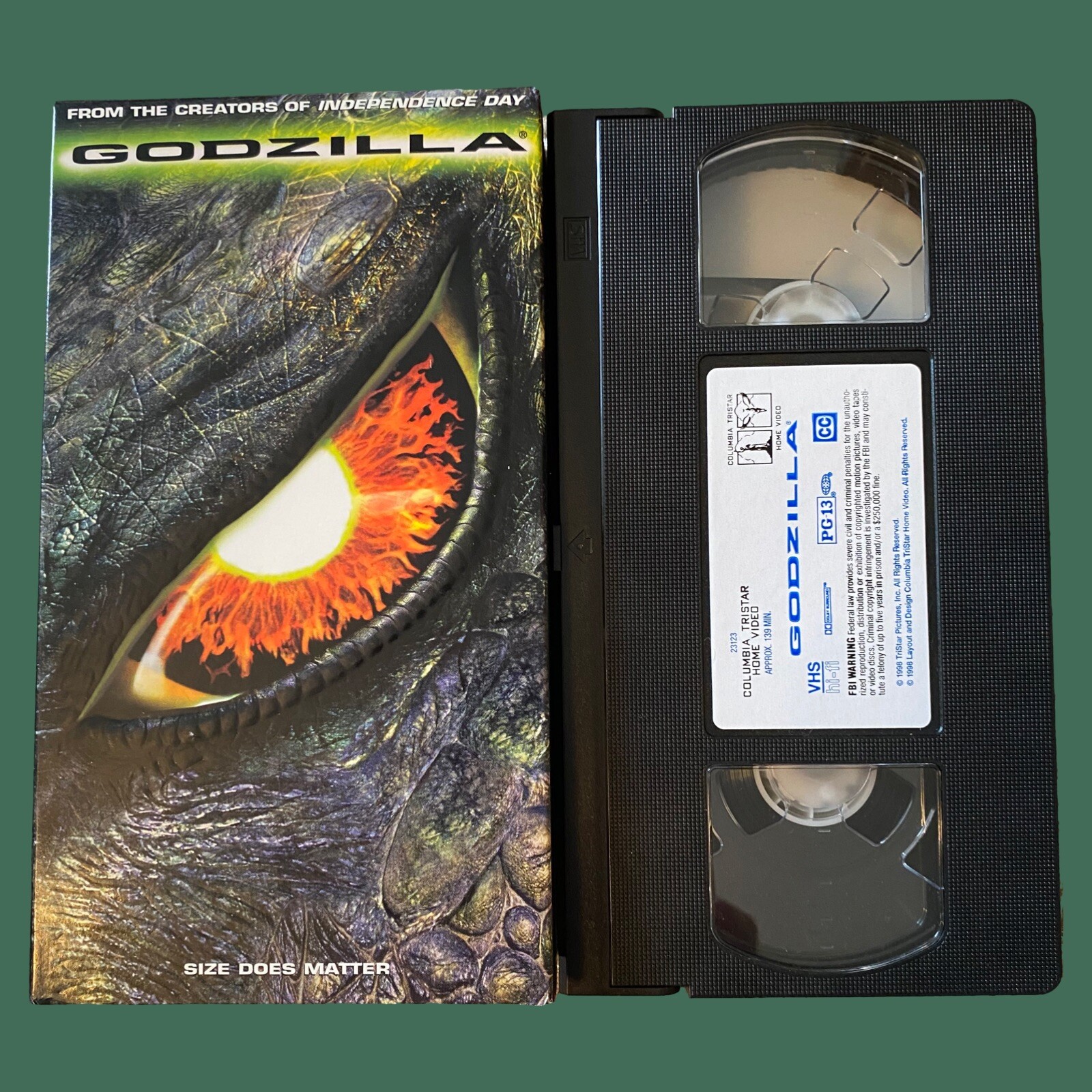 Godzilla (VHS, 1998) Embossed Cover - Matthew Broderick. Free Shipping ...