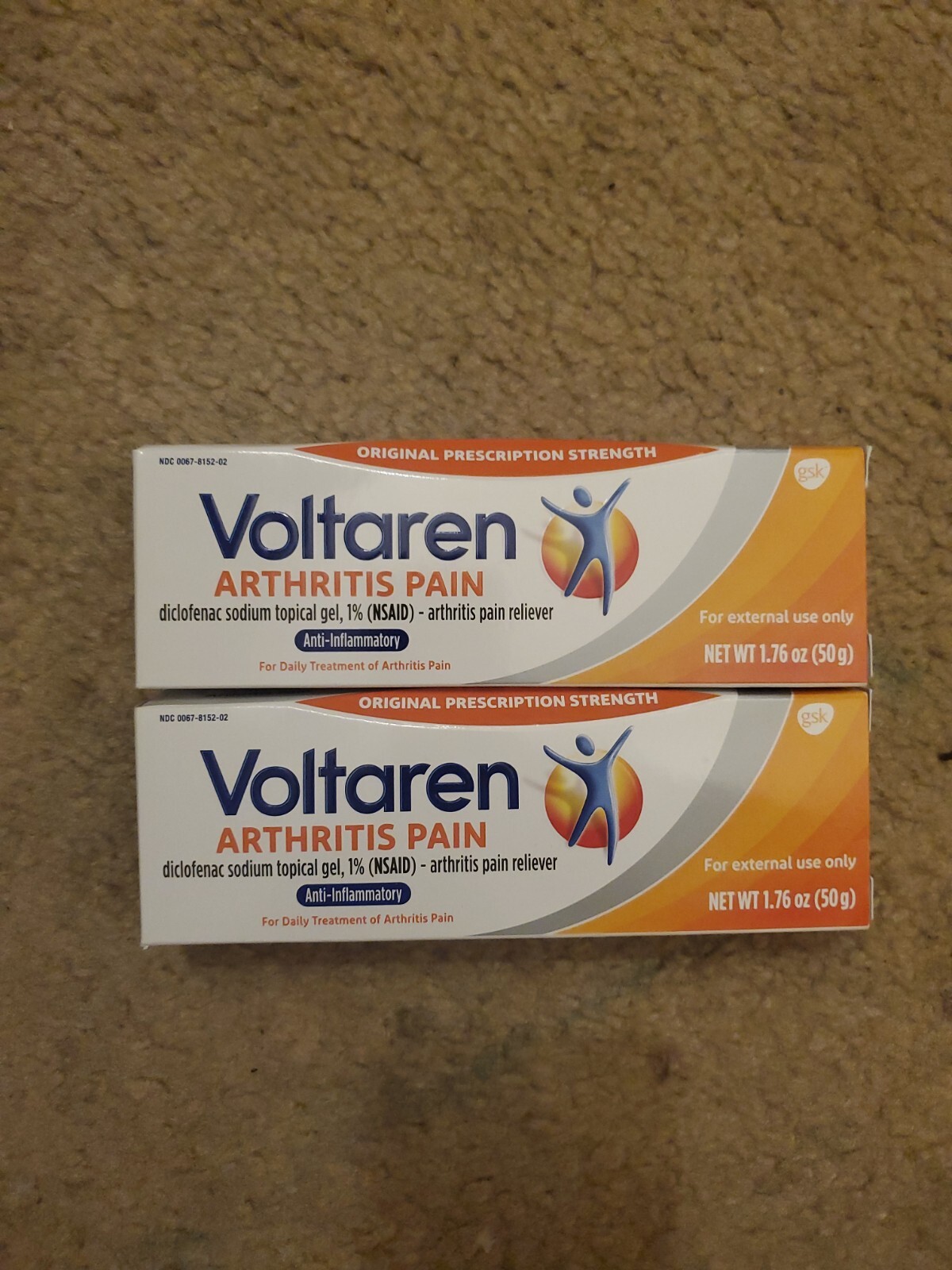 LOT OF 2 Voltaren Arthritis Pain Reliever Topical Gel 1% 1.76Oz EXP-12/ ...