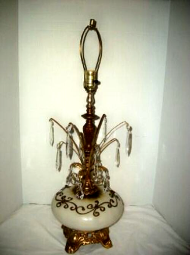 HOLLYWOOD REGENCY CARL FALKENSTEIN TABLE LAMP GLASS CRYSTAL PRISMS ...