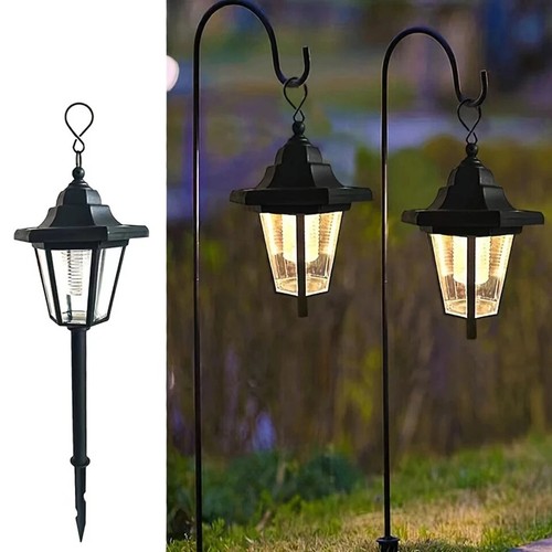 2 x Solar Classic Led Shepherd Hanging Garden Lanterns Coach Outdoor ...