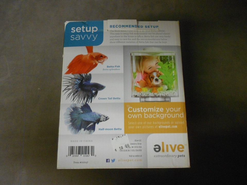 ELIVE 01047 Betta Cube with Led Light White, 0.75 gallon | eBay