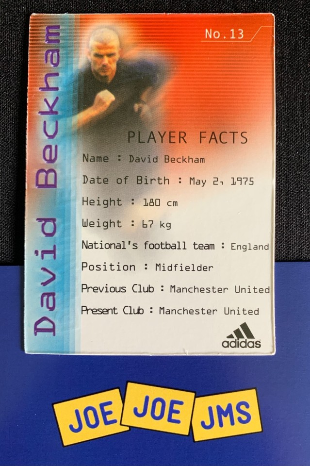 Adidas 2002 Promo Trading Card - David Beckham - Manchester United ...