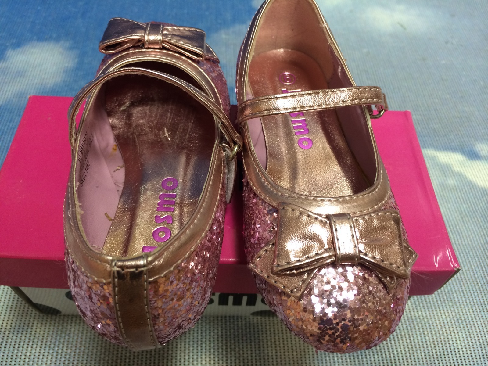 Josmo Glitter Hook & Loop Mary Janes Flats Causal / Dress Shoe Toddler ...