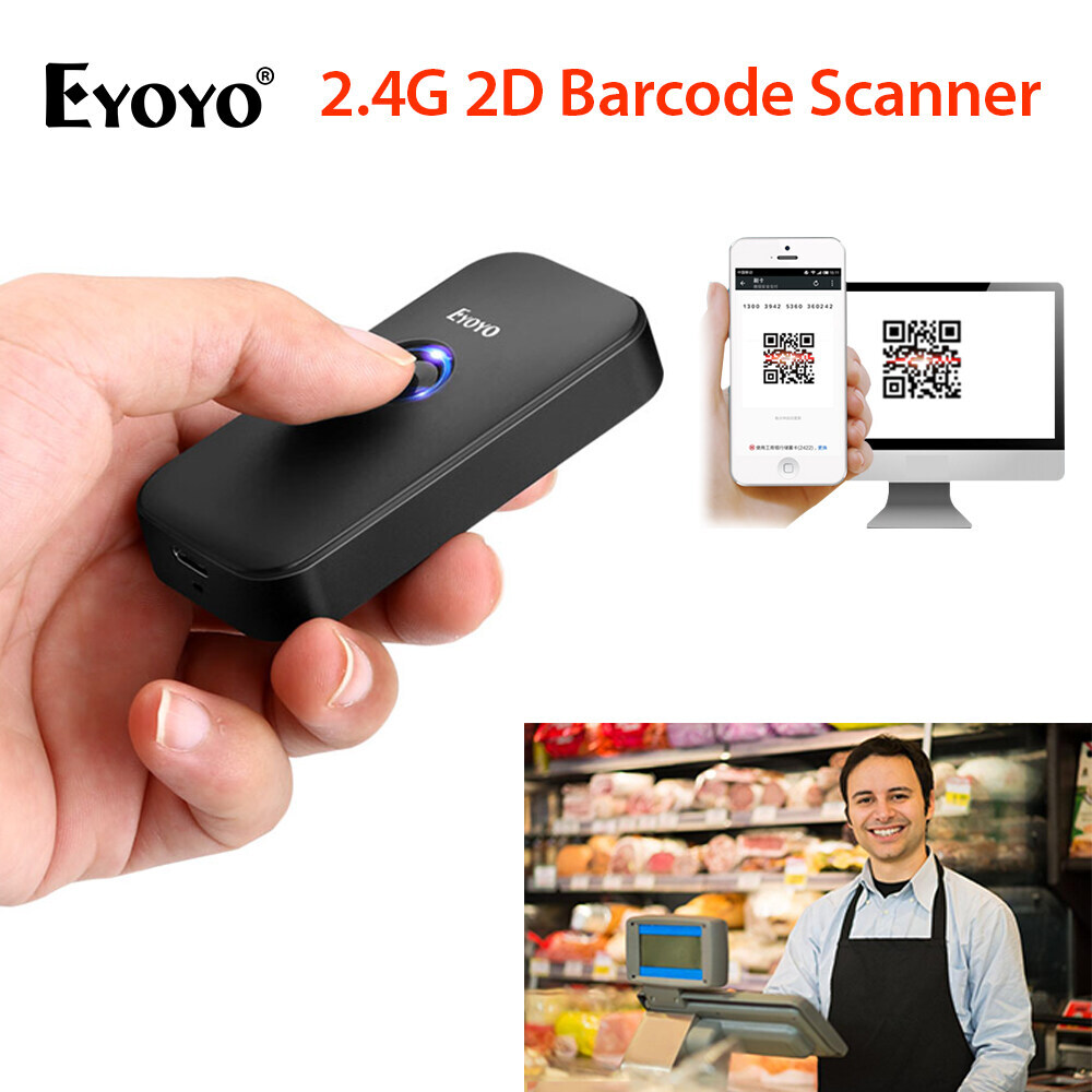 Eyoyo Mini Bluetooth 2D Barcode Scanner Image Scanner PDF417 CCD Bar ...