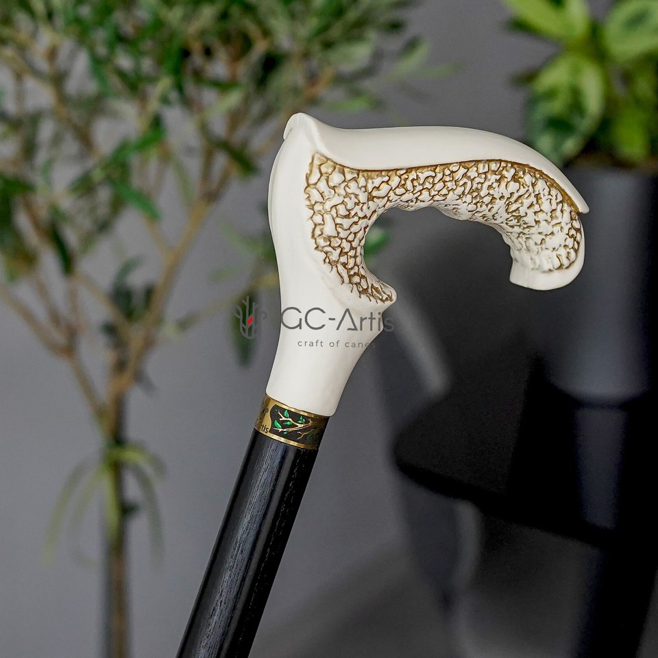 Grace White Wooden Walking Cane Stick for men women Carved Crafted ...