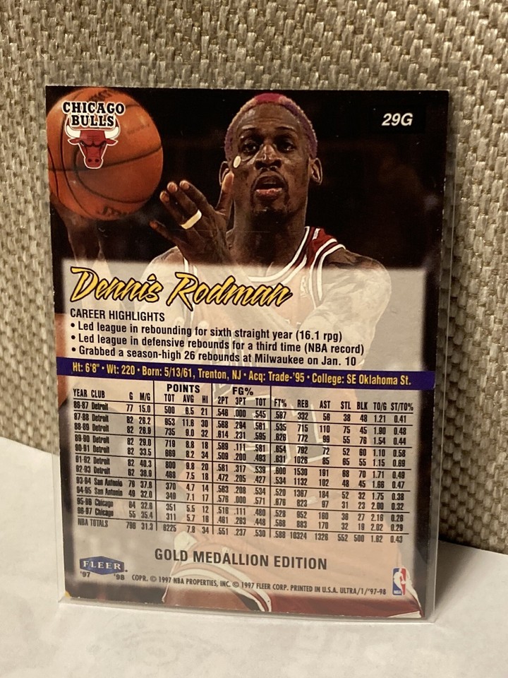 Dennis Rodman 1997-98 Fleer Ultra GOLD MEDALLION EDITION Card #29G | eBay