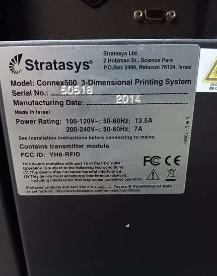 Lot Of (4) Stratasys Connex 500, Dimension BST & SST 1200ES, FORTUS ...