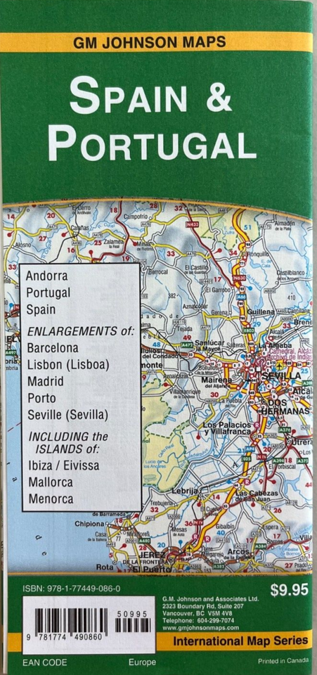 New SPAIN PORTUGAL ROAD MAP International Highway EUROPE AAA/GM Johnson ...