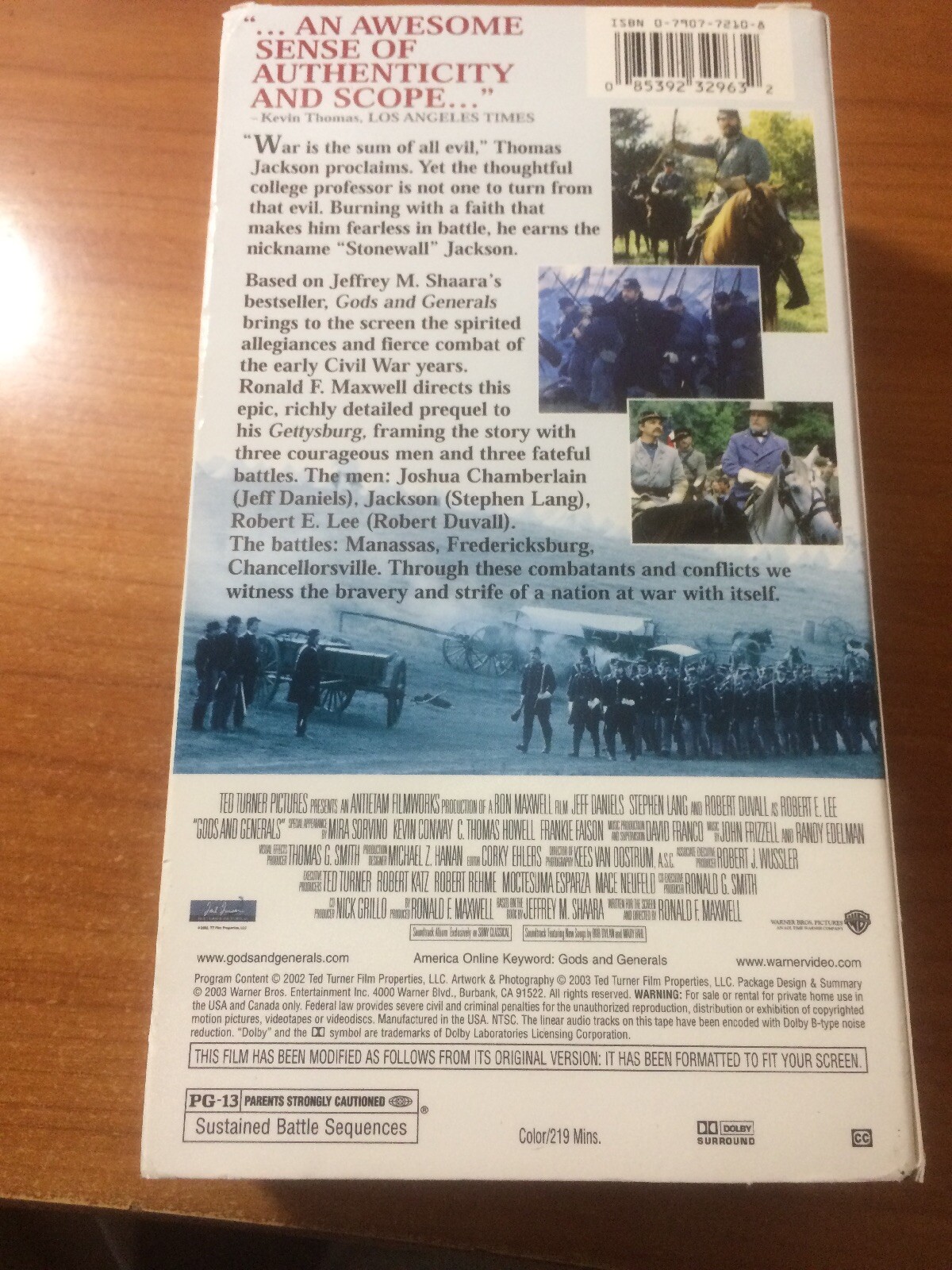 Gods and Generals (VHS, 2 TAPE) Jeff Daniels, Stephen Lang, Robert ...