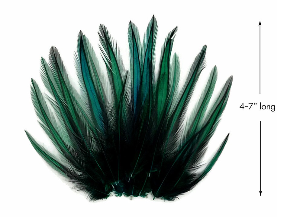 10 Pieces - Peacock Green Dyed BLW Laced Long Rooster Cape Whiting ...