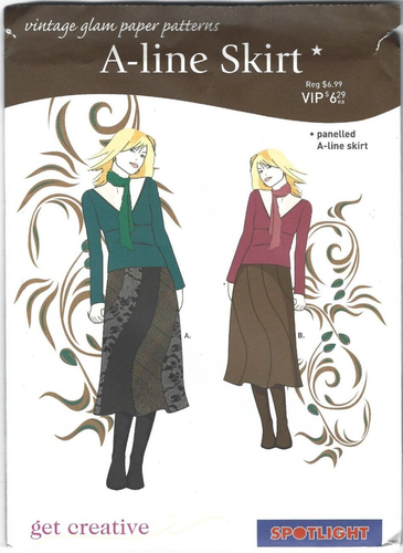Spotlight Sewing Pattern, A-Line Vintage Repro Panel Skirt, Size 8 - 16 ...