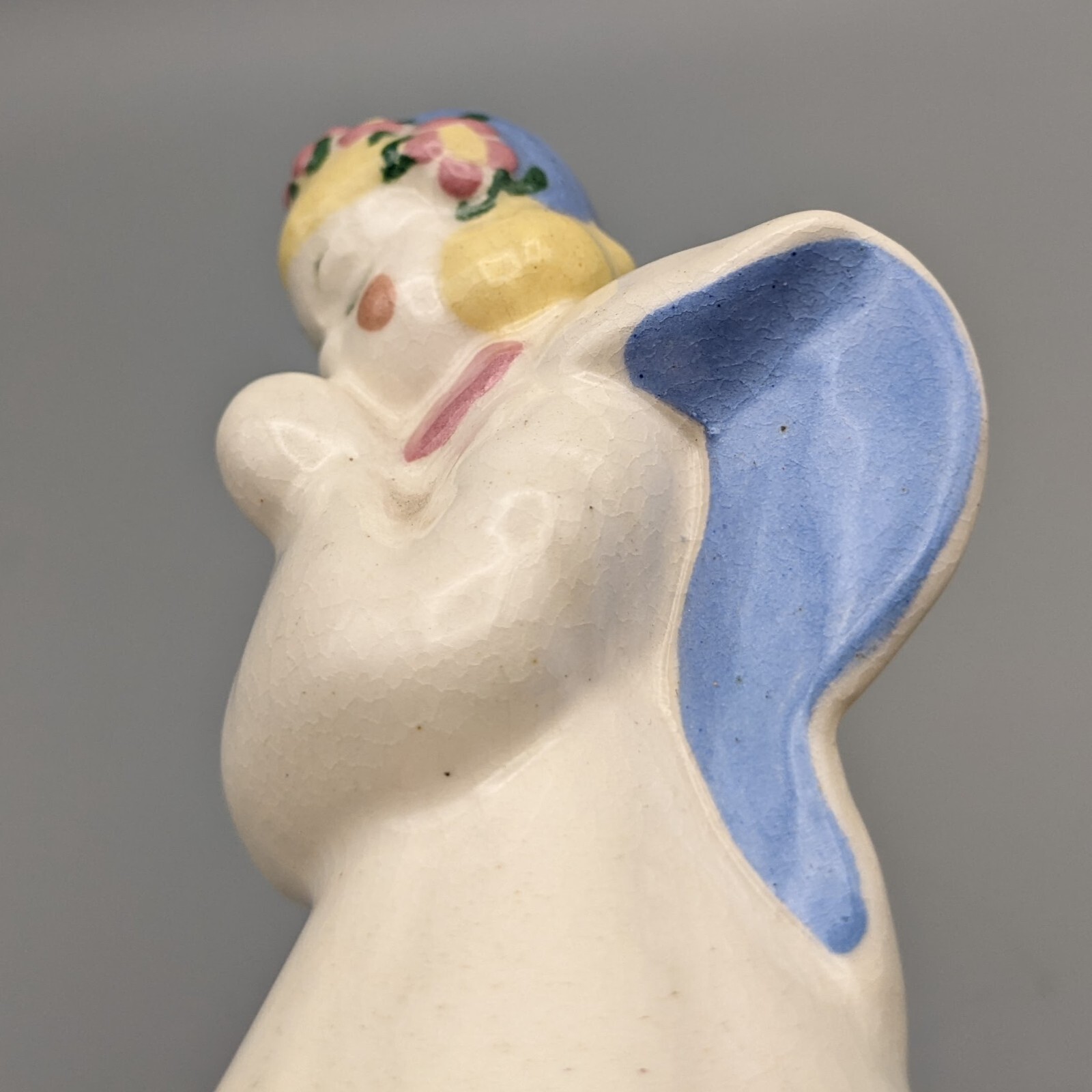Vtg Kay Finch Praying Angel Figurine, California Pottery, White Blue ...