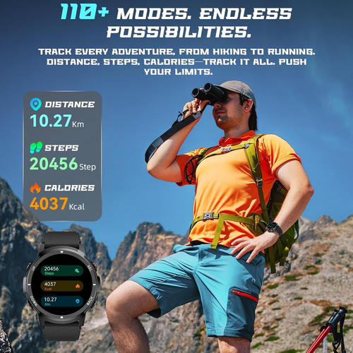 Smart Watch for Men, Work Fitness with Step Tracker, IP68 1.39, Black ...
