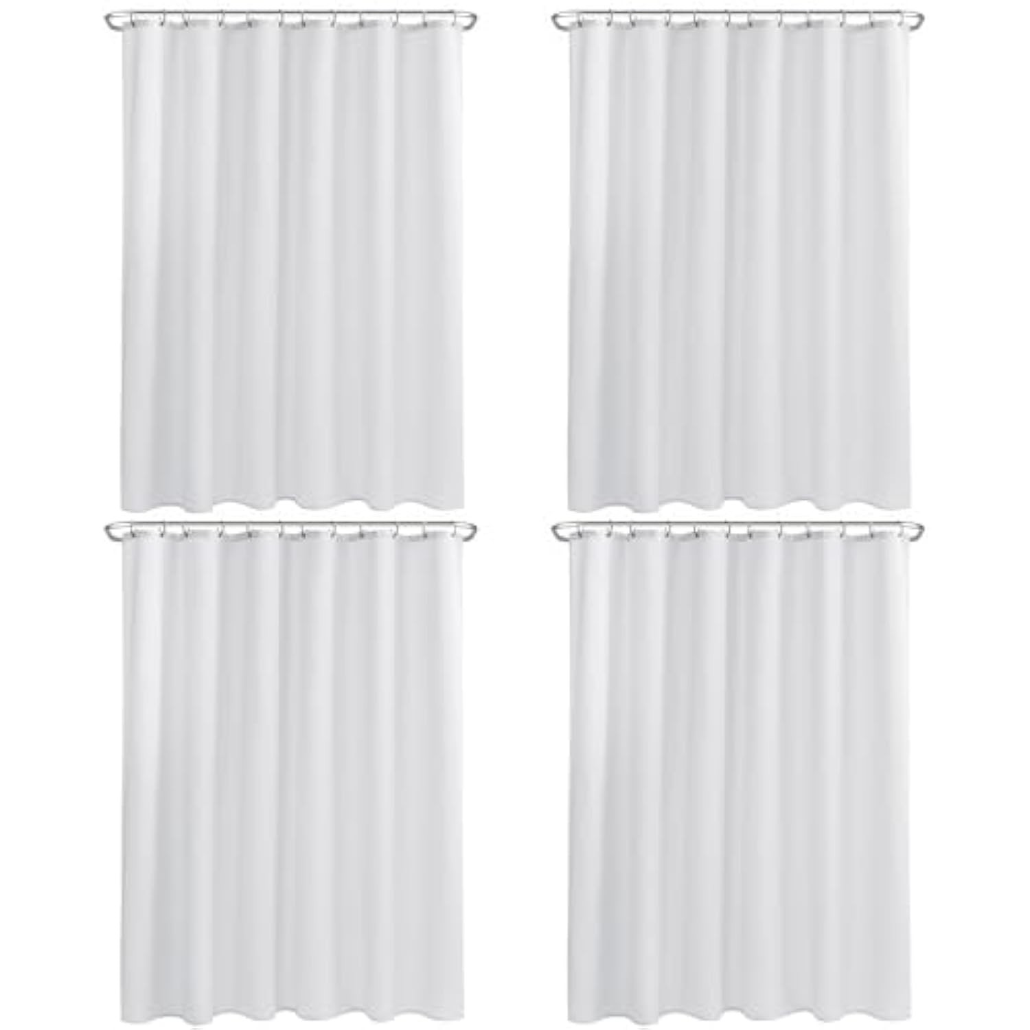 Fabric shower curtain liners 4 pack - w72 x h72 - washable & water res ...