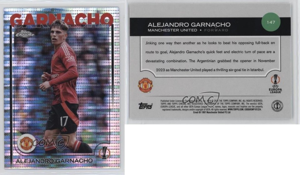 2024 Chrome UEFA Club Competitions Pulsar Refractor Alejandro Garnacho ...