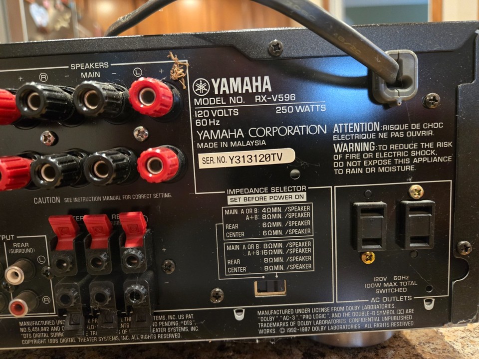 VINTAGE YAMAHA RX-V596 Natural Sound Home Theater Stereo AV Receiver | eBay
