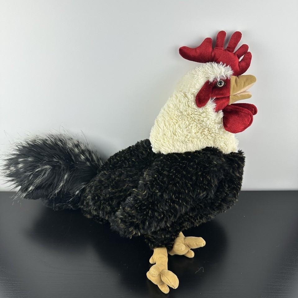 Folkmanis Rooster Black White Brown Hand Puppet Plush Stuffed Animal 16 ...