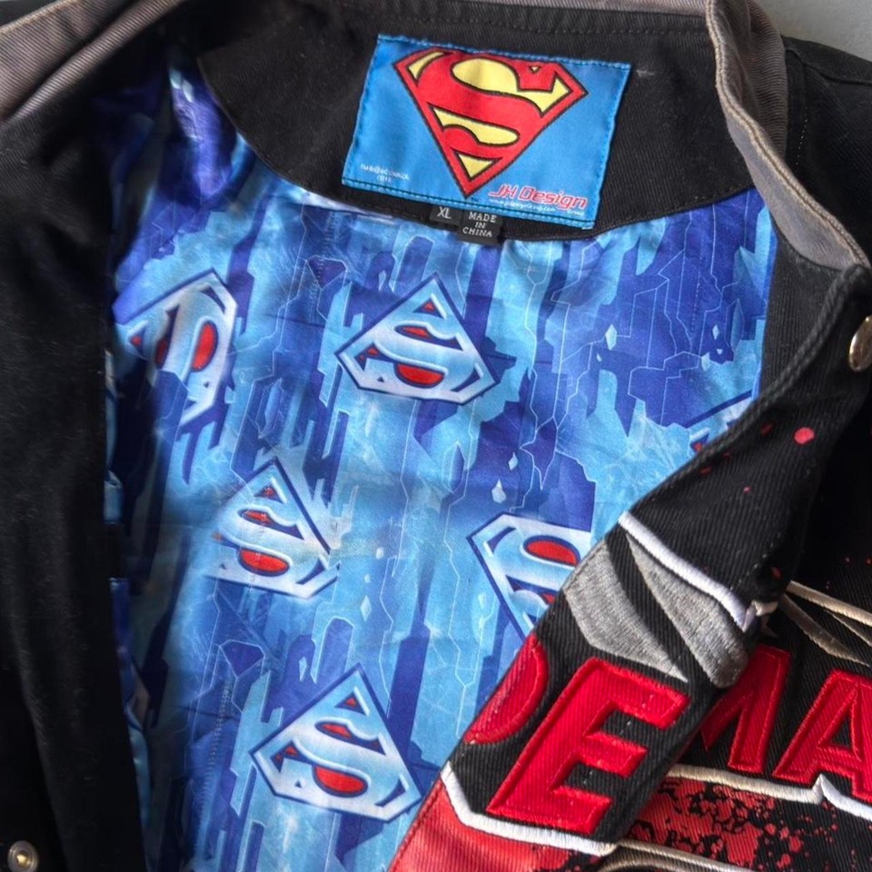 Vintage JH Design Superman NASCAR Racing Jacket Y2K DC Comics Baggy ...