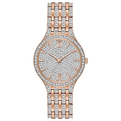 Bulova Women Quartz 12 Hour Dial Rose Gold Stainless Steel Watch 32MM ...