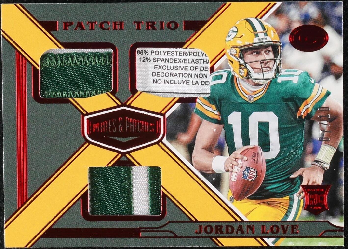 2020 Panini Plates & Patches - Patch Trio Jordan Love #PT-4 Red /10 ...